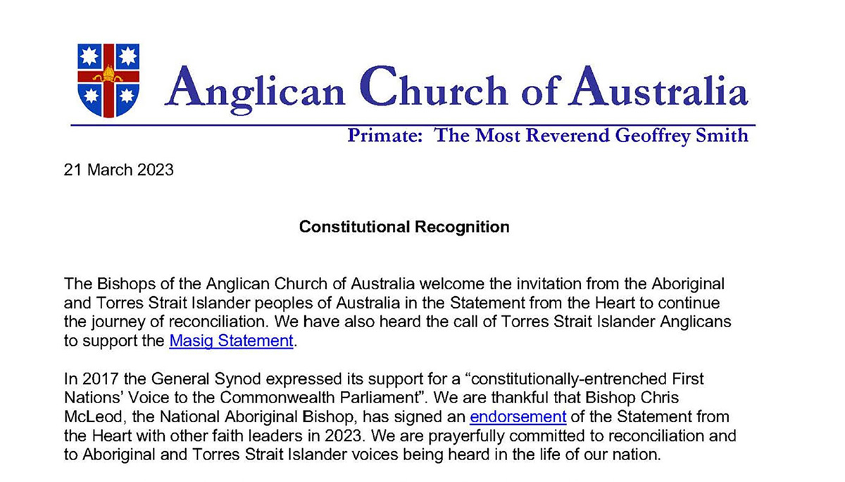 Constitutional Recognition statement from National Bishops’ Meeting’ - ABM Anglican Board of Mission